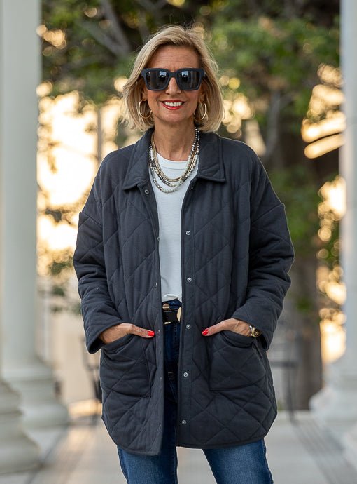 Charcoal Quilted Knit Oversized Parka Jacket – Just Style LA