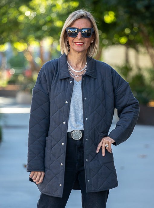 Charcoal Quilted Knit Oversized Parka Jacket – Just Style LA