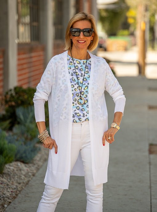 White Lightweight Open Front Long Cardigan – Just Style LA